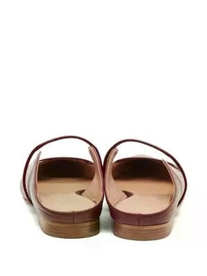 MALONE SOULIERS Burgundy Leather Pointed Toe Mules - Red