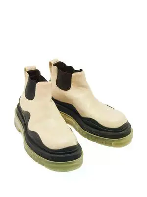 Bottega Veneta Beige Leather Panel Chelsea Boots