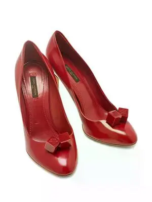LOUIS VUITTON Leather Pointed Toe Stiletto Heel Pumps With Bow Detailing