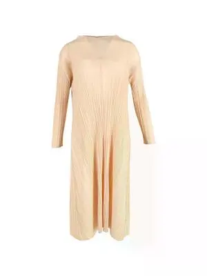 Issey Miyake Pleated Long Sleeve Midi Dress