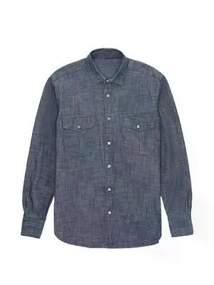 FORTELA Sheep Front-pockets Shirt - Blue