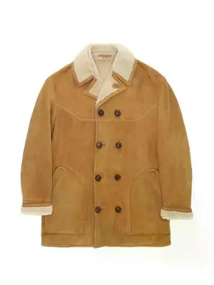 FORTELA Double-breasted Shearling Jacket - Brown