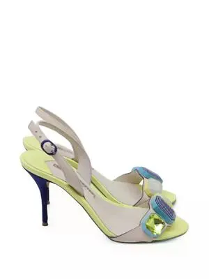 SOPHIA WEBSTER Jewel-embellished Slingback Heeled Sandals - Neutrals