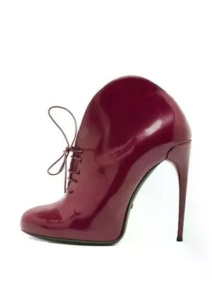 Gucci Burgundy Leather Stiletto Heel Ankle Boots
