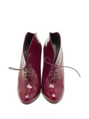 Gucci Burgundy Leather Stiletto Heel Ankle Boots