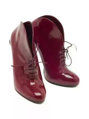 Gucci Burgundy Leather Stiletto Heel Ankle Boots