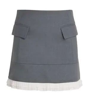 Maje Wool-blend A-line Mini Skirt With Ruffle Detail - Black