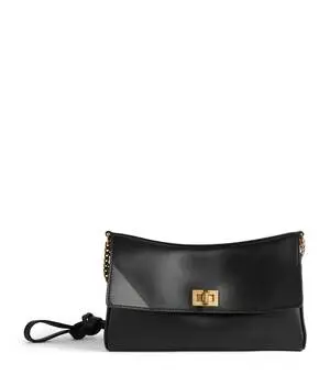 Balenciaga Leather Rodeo Chain Wallet - Black