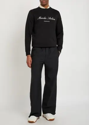 Moncler Logo-embroidered Cotton-blend Sweatshirt - Black