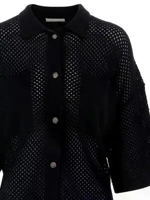 ALLUDE Openwork Cardigan With Geometric Pattern