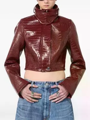Sportmax Alligator-effect Collar Jacket - Red