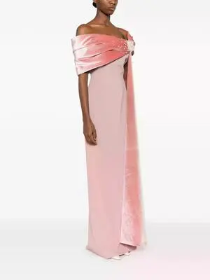 JEAN-LOUIS SABAJI Embellished Draped Maxi Dress - Pink