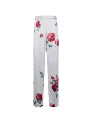 N°21 Floral Print Elasticated Waist Trousers - White