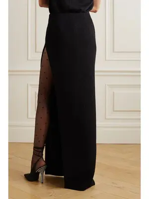 Alessandra Rich Wool-blend Bouclé Maxi Skirt With Slit