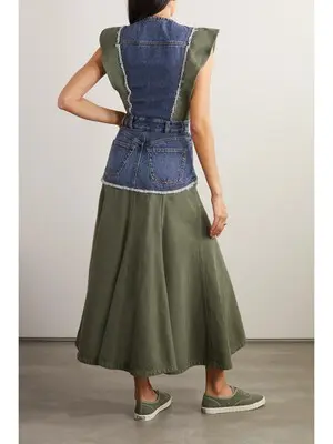 Chloé Paneled Denim Midi Dress