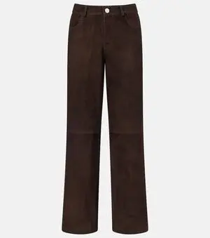 Nour Hammour Milo Suede Wide-leg Trousers - Brown
