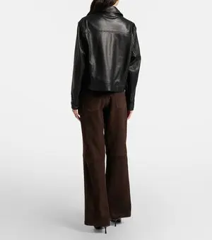 Nour Hammour Milo Suede Wide-leg Trousers - Brown