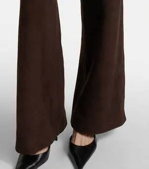 Nour Hammour Milo Suede Wide-leg Trousers - Brown