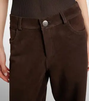 Nour Hammour Milo Suede Wide-leg Trousers - Brown