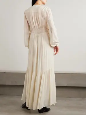 MARANT ETOILE Briane Gathered Georgette Maxi Dress - Neutrals