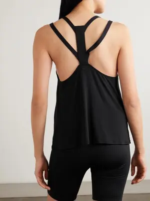 ERES Allyson Embroidered Stretch-modal And Silk-blend Jersey Tank - Black