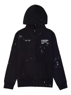 DOMREBEL Paint-splatter Zip Hoodie - Black