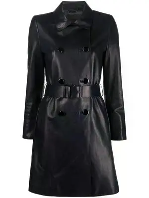 Giorgio Armani Leather Trench Coat - Blue