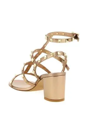 Valentino Garavani Rockstud Leather Block Heel Sandals - Pink