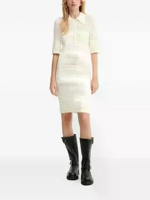 GESTUZ Textured Knit Polo Collar Mini Dress - Neutrals