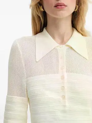 GESTUZ Textured Knit Polo Collar Mini Dress - Neutrals