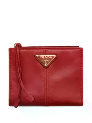 Prada Logo-plaque Leather Wallet Red