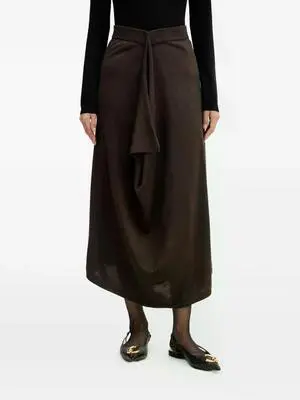 Liviana Conti Draped Midi Skirt - Brown