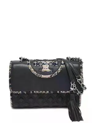 Tory Burch Fleming Leather-quilted Shoulder Bag - Blue