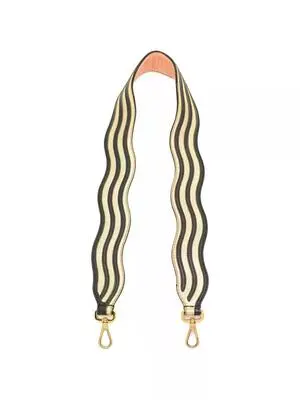 Fendi And Gold Stripe Pattern Leather Strap With Clip Fastening - Black