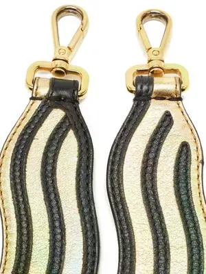 Fendi And Gold Stripe Pattern Leather Strap With Clip Fastening