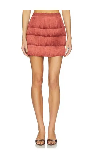 PatBO Amethyst Fringe Skirt - Rust