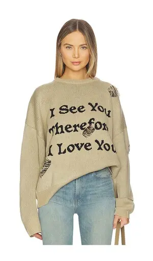 UPRISERS I See You" Jacquard Sweater - Brown