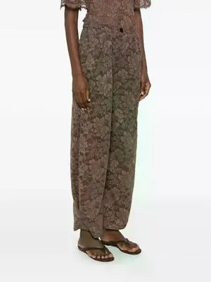 ROWEN ROSE Floral Print High Waist Trousers