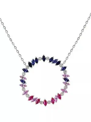 LARK & BERRY Sterling Rainbow Veto Multi-stone Necklace - Silver