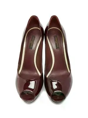 LOUIS VUITTON Peep-toe Leather Pumps - Red