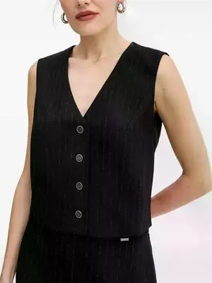 Guess Button Detail Pinstripe Top