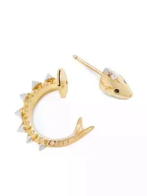 Yvonne Léon 9k Fish Spike Diamond Hoop Earring