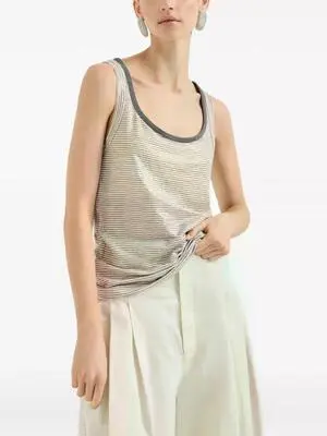 Brunello Cucinelli Striped Linen Tank Top