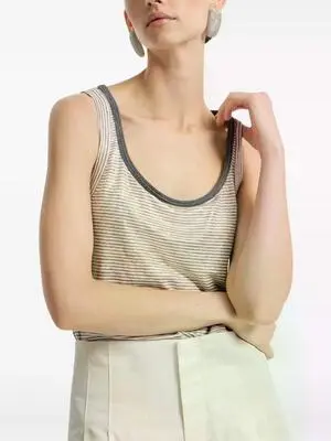 Brunello Cucinelli Striped Linen Tank Top