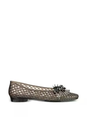 HEAVENLY JELLY Bead-embellished Mesh Ballerina Flats - Black