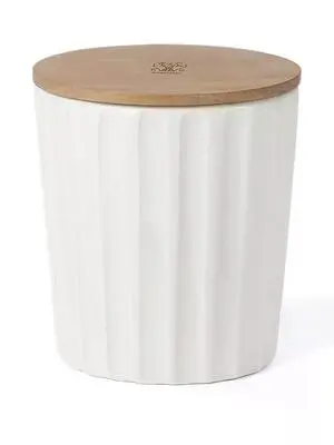 Brunello Cucinelli Scented Candle In Ridged Ceramic Vessel With Walnut Wood Lid