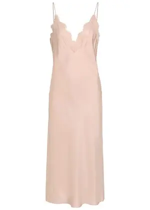 RÓHE Lace-trim Silk Midi Slip Dress - Rose