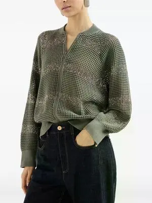 Brunello Cucinelli Zip-up Cardigan With Striped Detailing