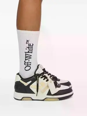 Off-White Lace-up Branded Heel Sneakers - Black