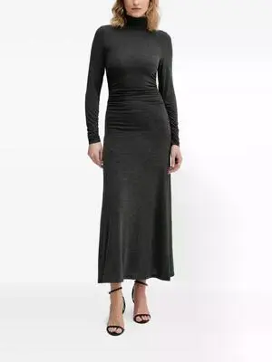 Sisley Ruched Roll-neck Midi Dress - Grey